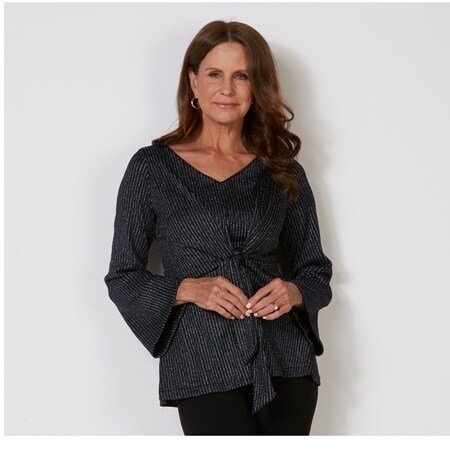 Evie Grace Leah Wide Sleeve Tie Waist Top - TVSN