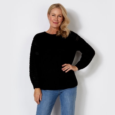 TVSN - Amanda Charles Balloon Sleeve Crew Neck Sweater