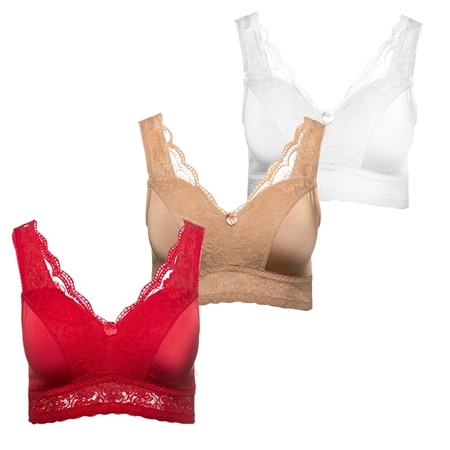 TVSN - Rhonda Shear 3 Pack Lace Back Pin Up Bra