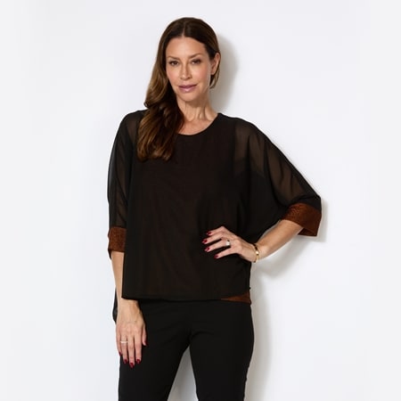 Cordelia St Shimmer Chiffon Overlay Top - TVSN