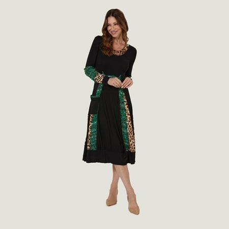 Boo Radley Round Neck Contrast Front Panel Dress - TVSN