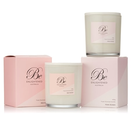 TVSN - Be Enlightened Red & Pink Roses 2 Wick 420g Candle Duo