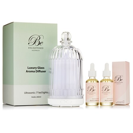 Be Enlightened Large Glass Diffuser + 2 Essential Oils - TVSN