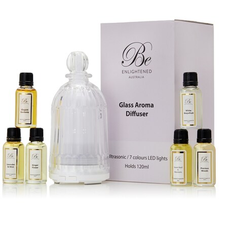 TVSN - Be Enlightened Glass Diffuser + 6x30ml Classic Scents Essential Oils